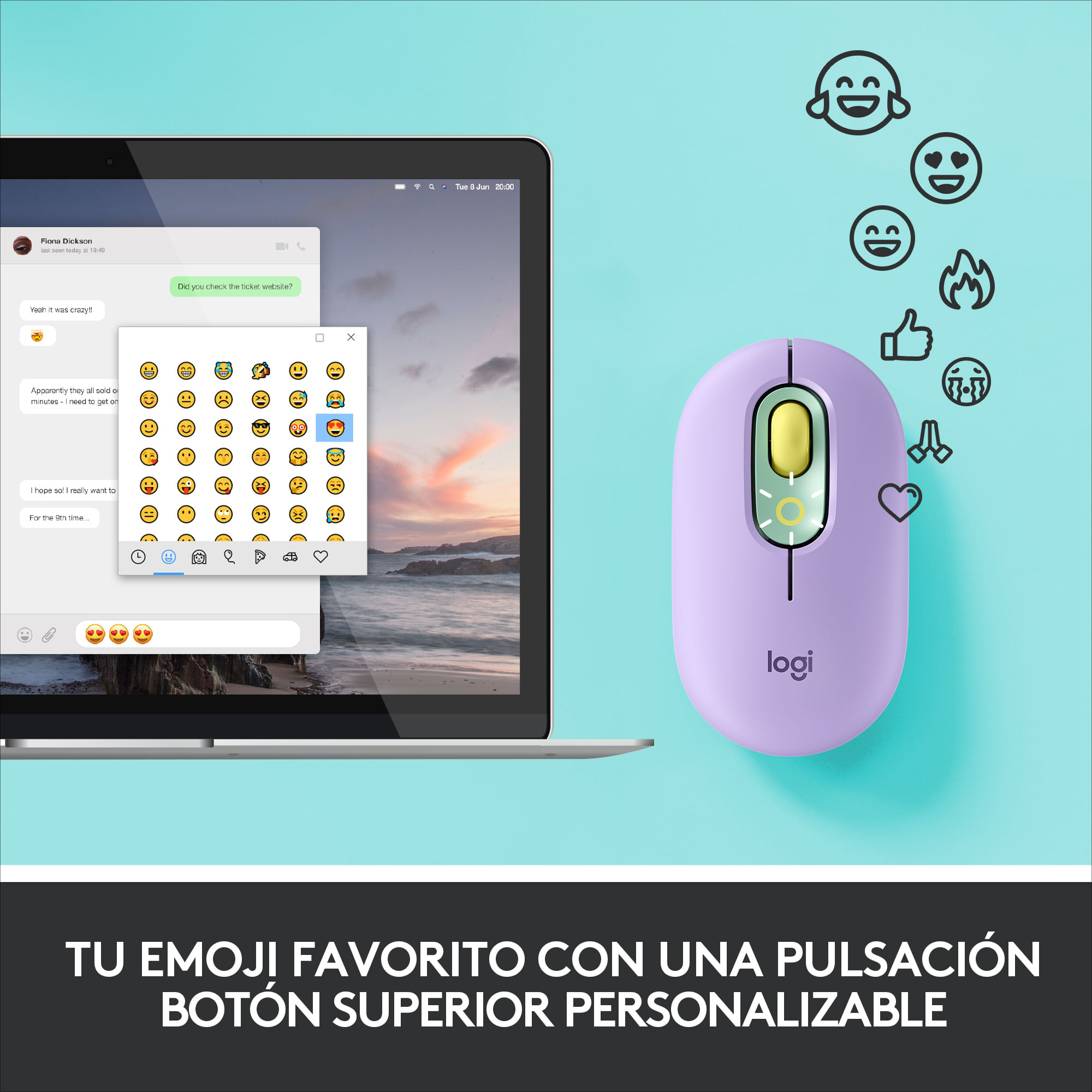 MOUSE LOGITECH POP C/BOTON EMOJIS/MENTA - Diunsa | Tienda departamental