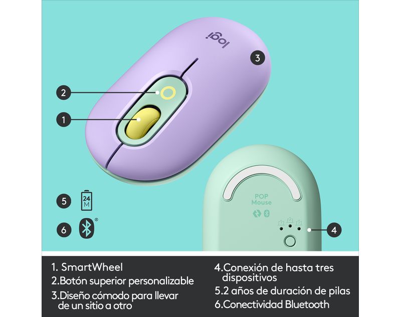 MOUSE LOGITECH POP C/BOTON EMOJIS/MENTA - Diunsa | Tienda departamental