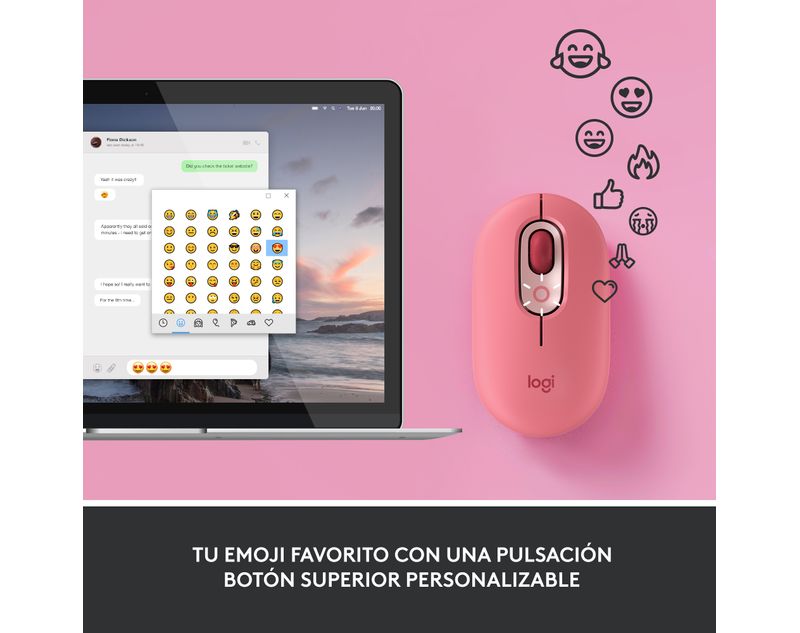 MOUSE LOGITECH POP C/BOTON EMOJIS/ROSE - Diunsa | Tienda departamental